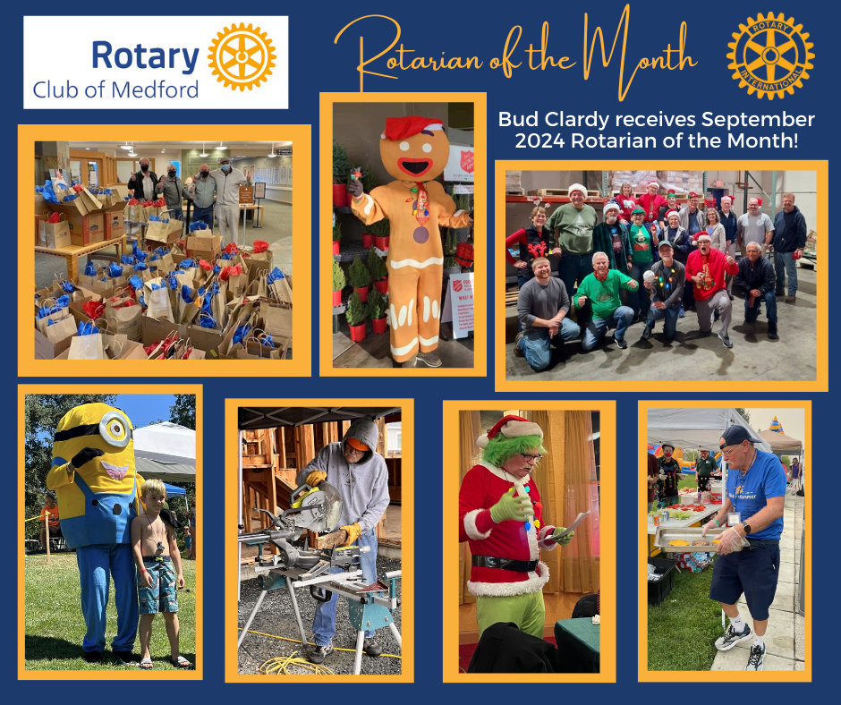 September Rotarian of the Month, Bud Clardy - Rotary Club of Medford Oregon